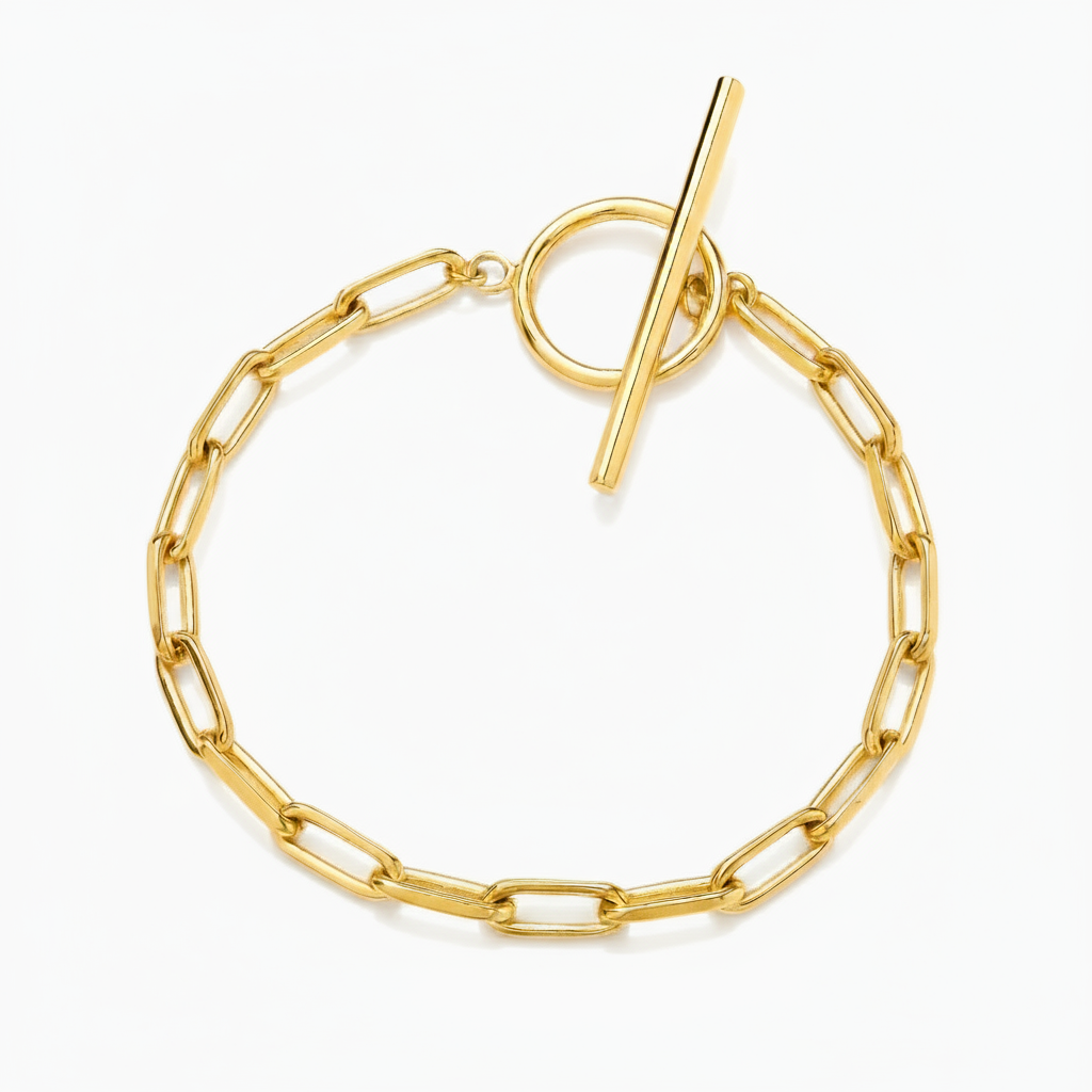 Gold Paperclip Bracelet - T-Bar Toggle Bracelet | Free Delivery Over £ ...